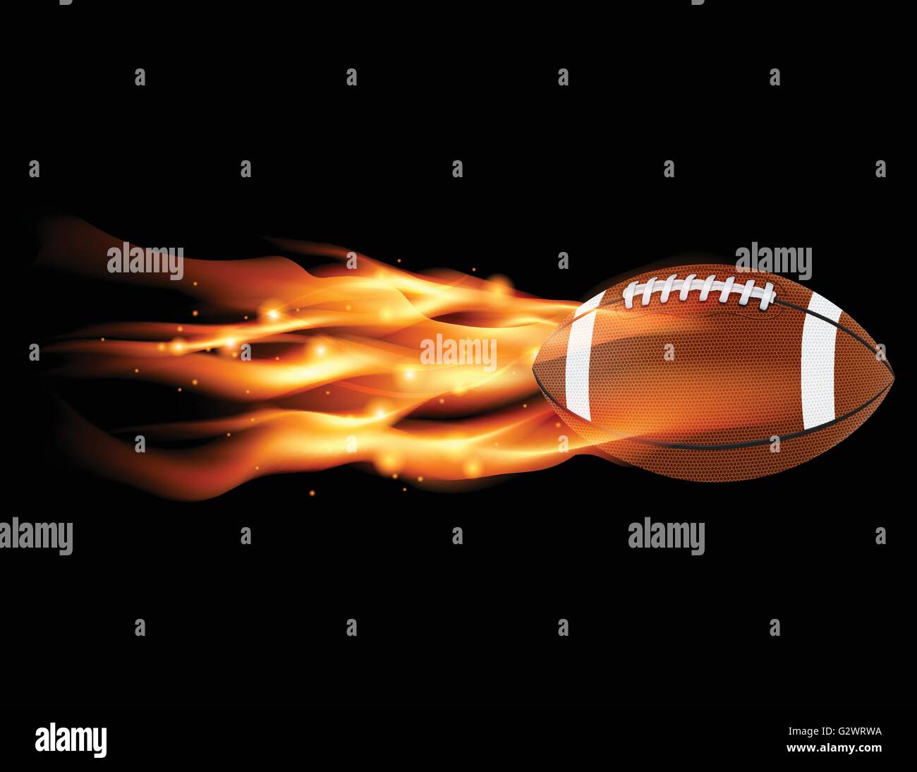 A flaming football flying against a black background. Vector EPS 10 ...