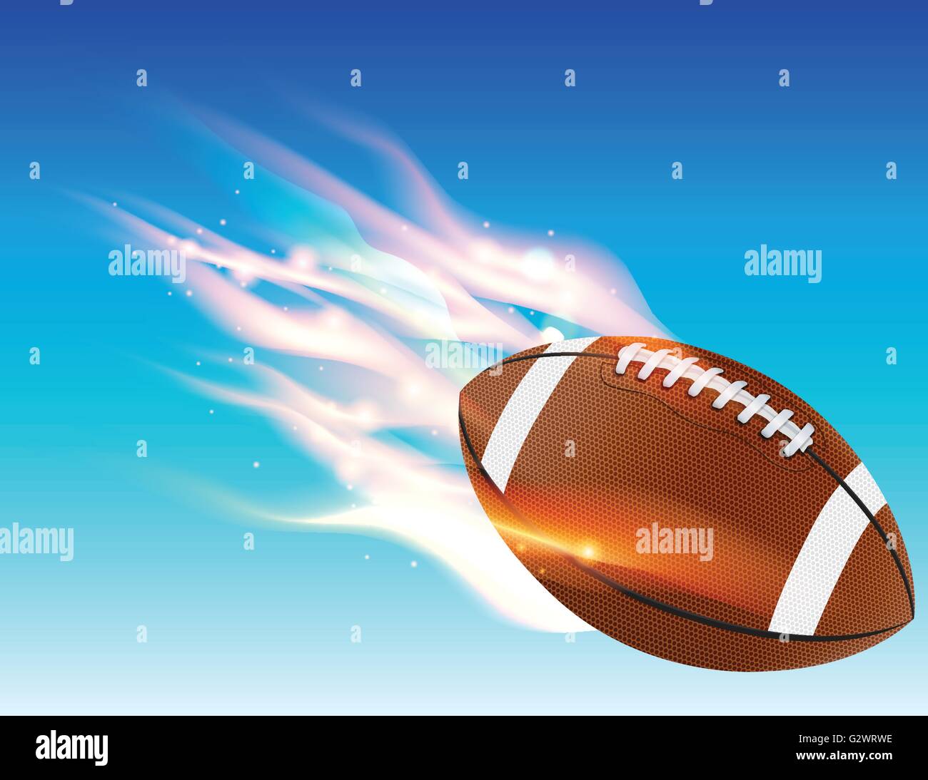 A flaming football flying in the blue sky. Vector EPS 10 available. EPS ...