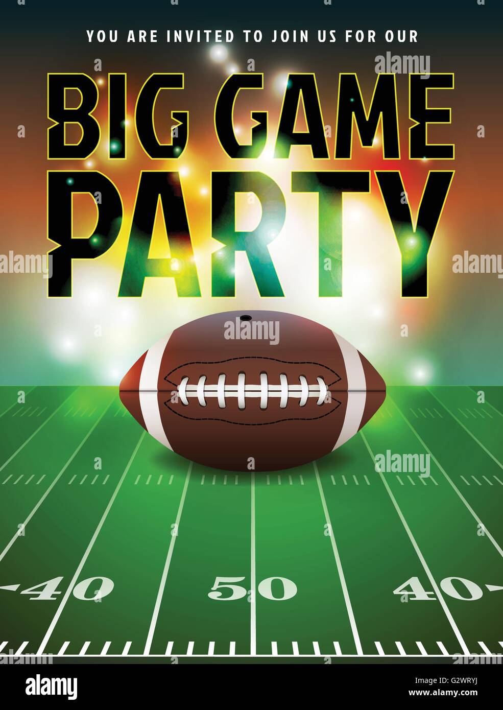 American football party invitation illustration. Vector EPS 10 ...