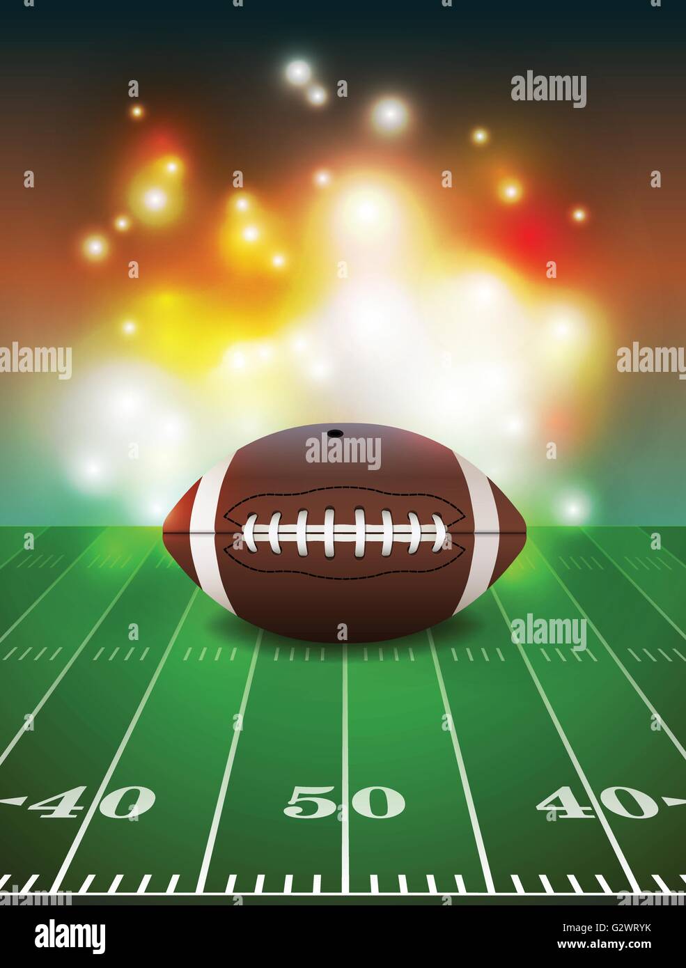 American football on grass turf field illustration. Vector EPS 10 ...