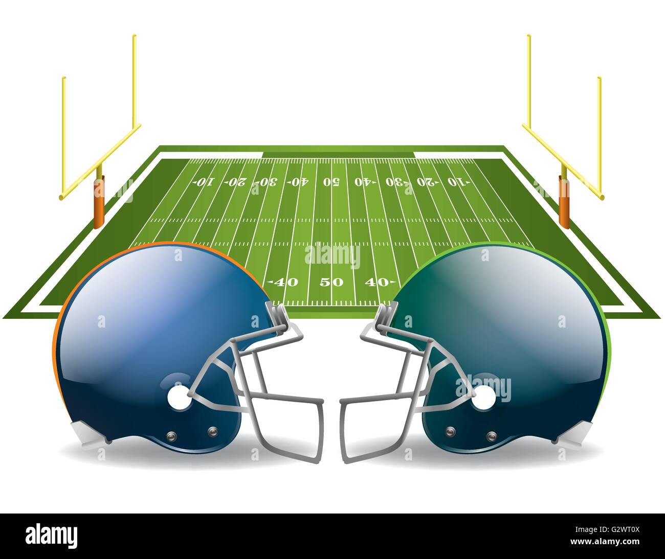 Vector illustration of american football helmets on a field. Vector EPS ...