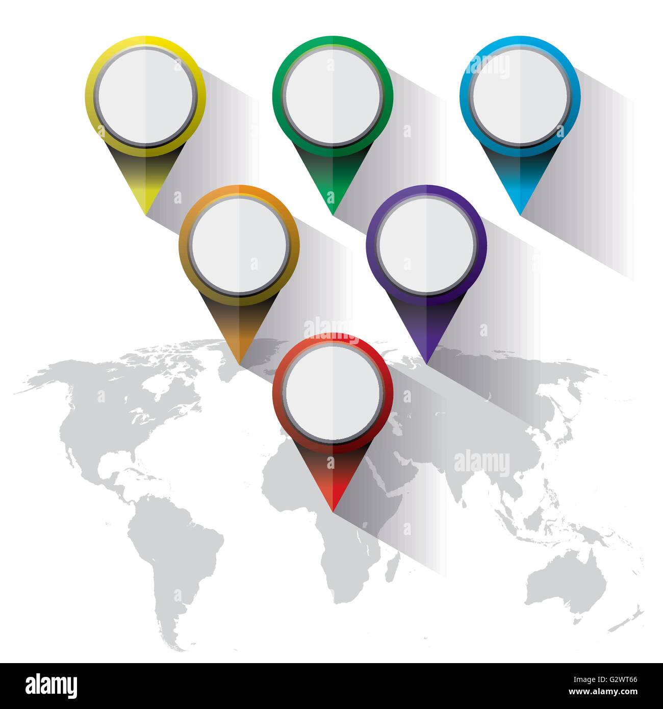 A set of colorful world map markers in flat design. Vector EPS 10 ...