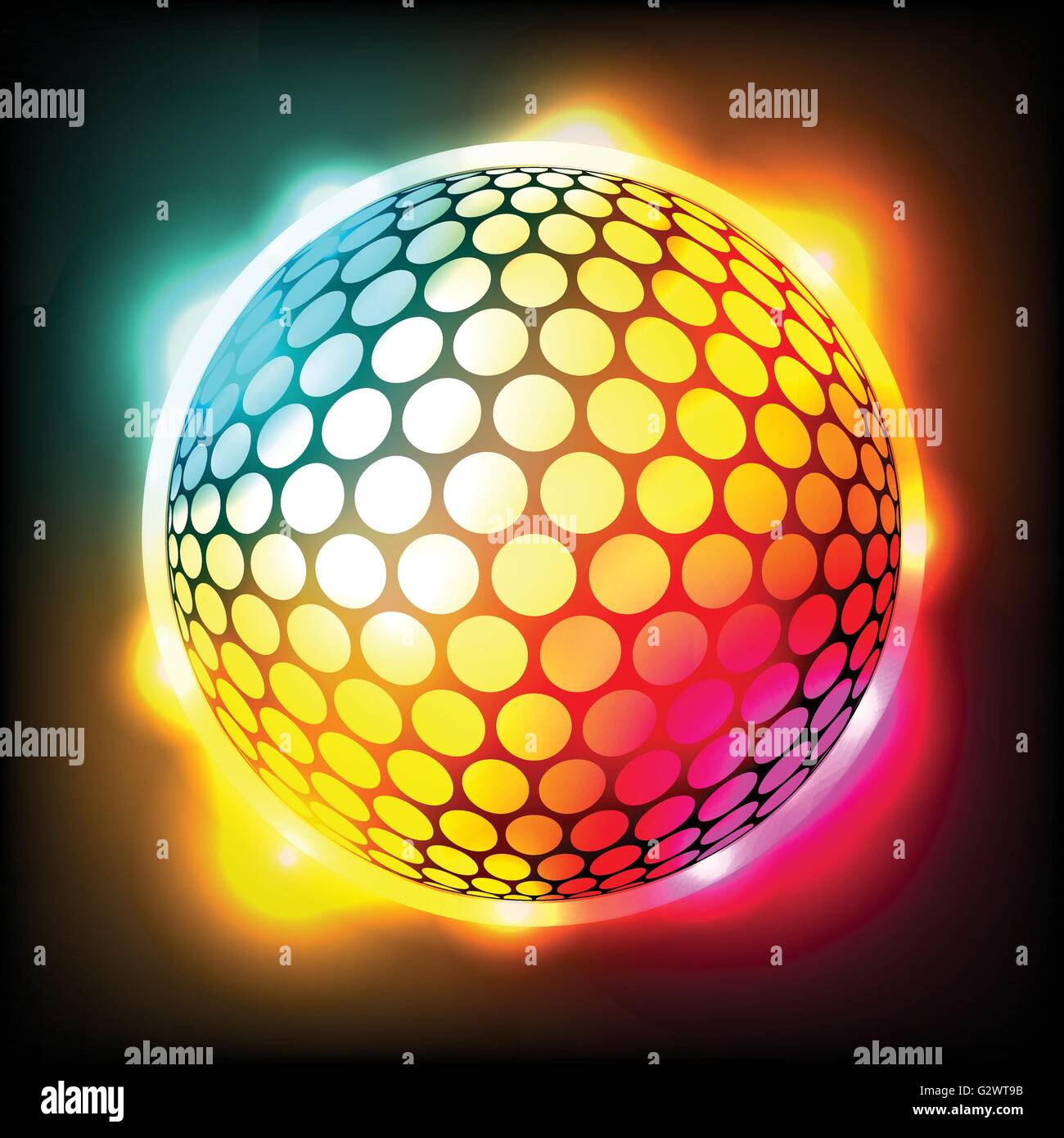 An abstract illustration of a glowing golf ball. Vector EPS 10 ...