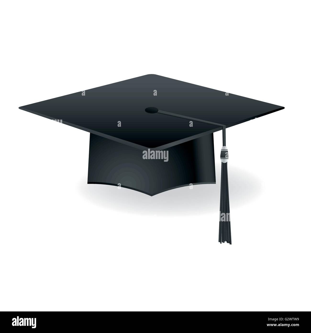 A graduation mortar board cap and tassel isolated on a white background ...