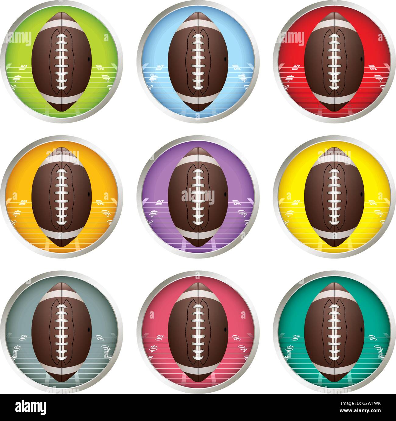 An illustration of multi colored American Football labels. Vector EPS ...