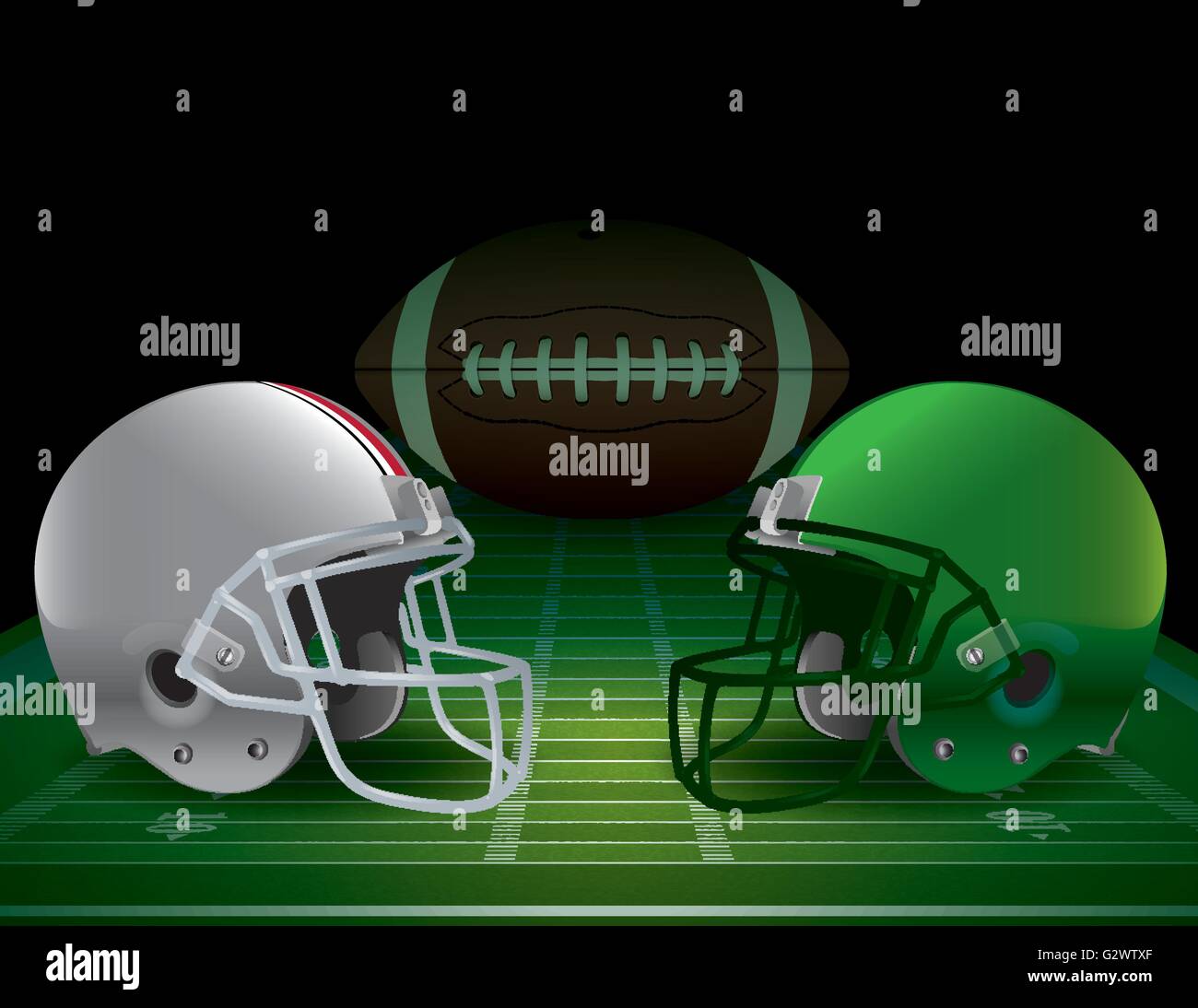 American football field, helmets, and ball. Vector EPS 10 available ...
