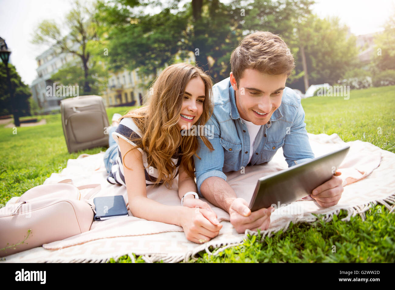 Modern young people in a park Stock Photo - Alamy