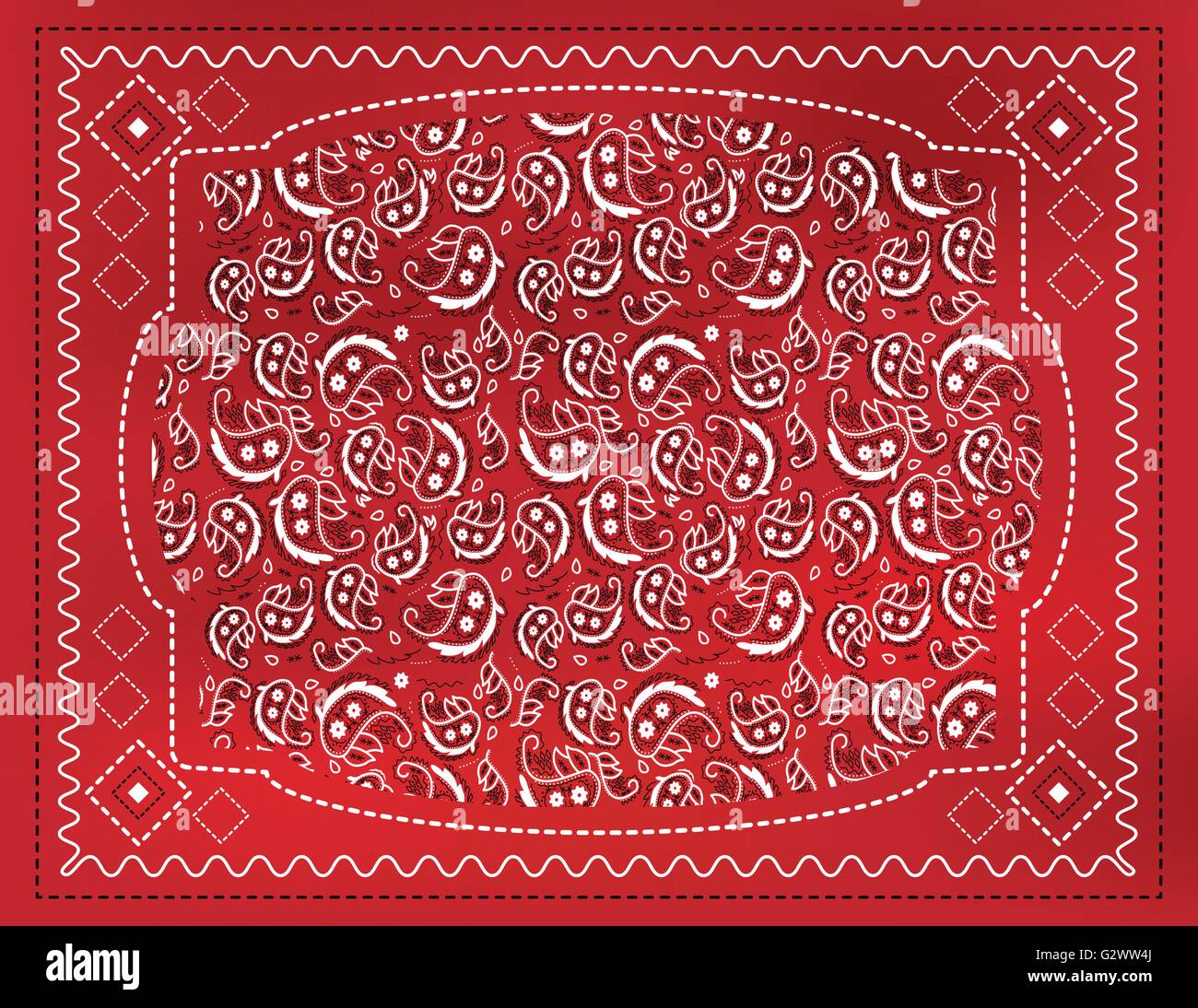 A red paisley patterned handkerchief background with gradient mesh ...