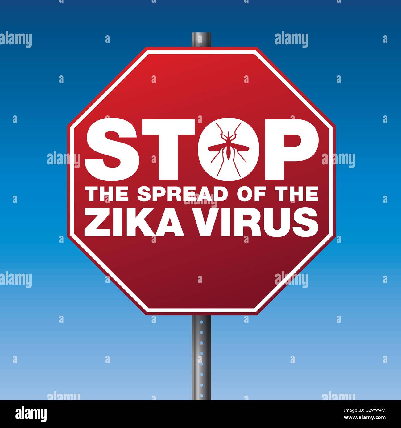 A red stop sign warning against the spread of the Zika Virus. Vector ...