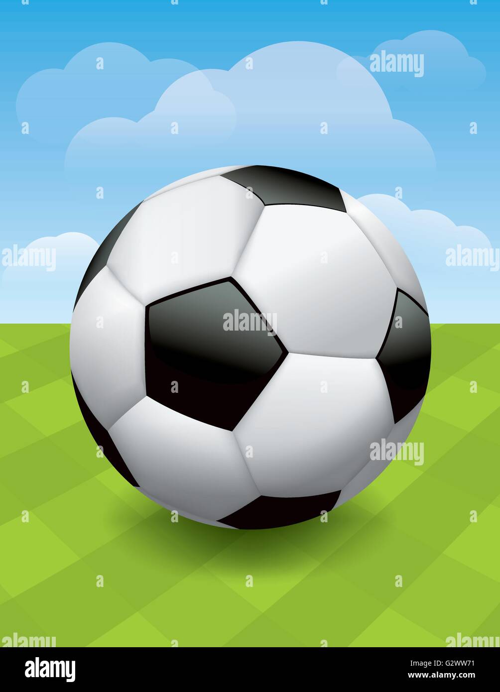A realistic soccer ball on a well maintained soccer pitch. Vector EPS ...