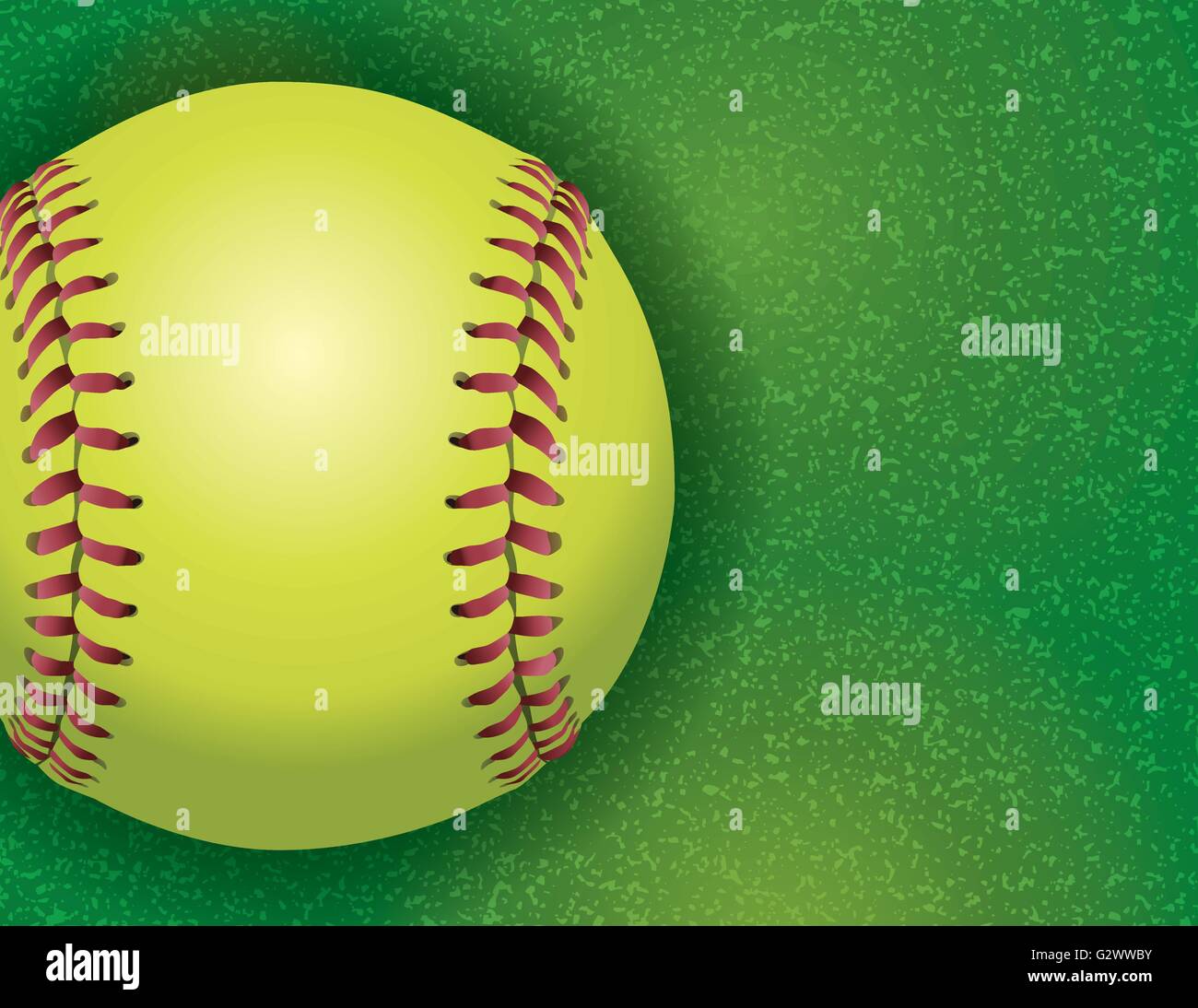 An aerial view of a softball on a realistic textured field illustration ...