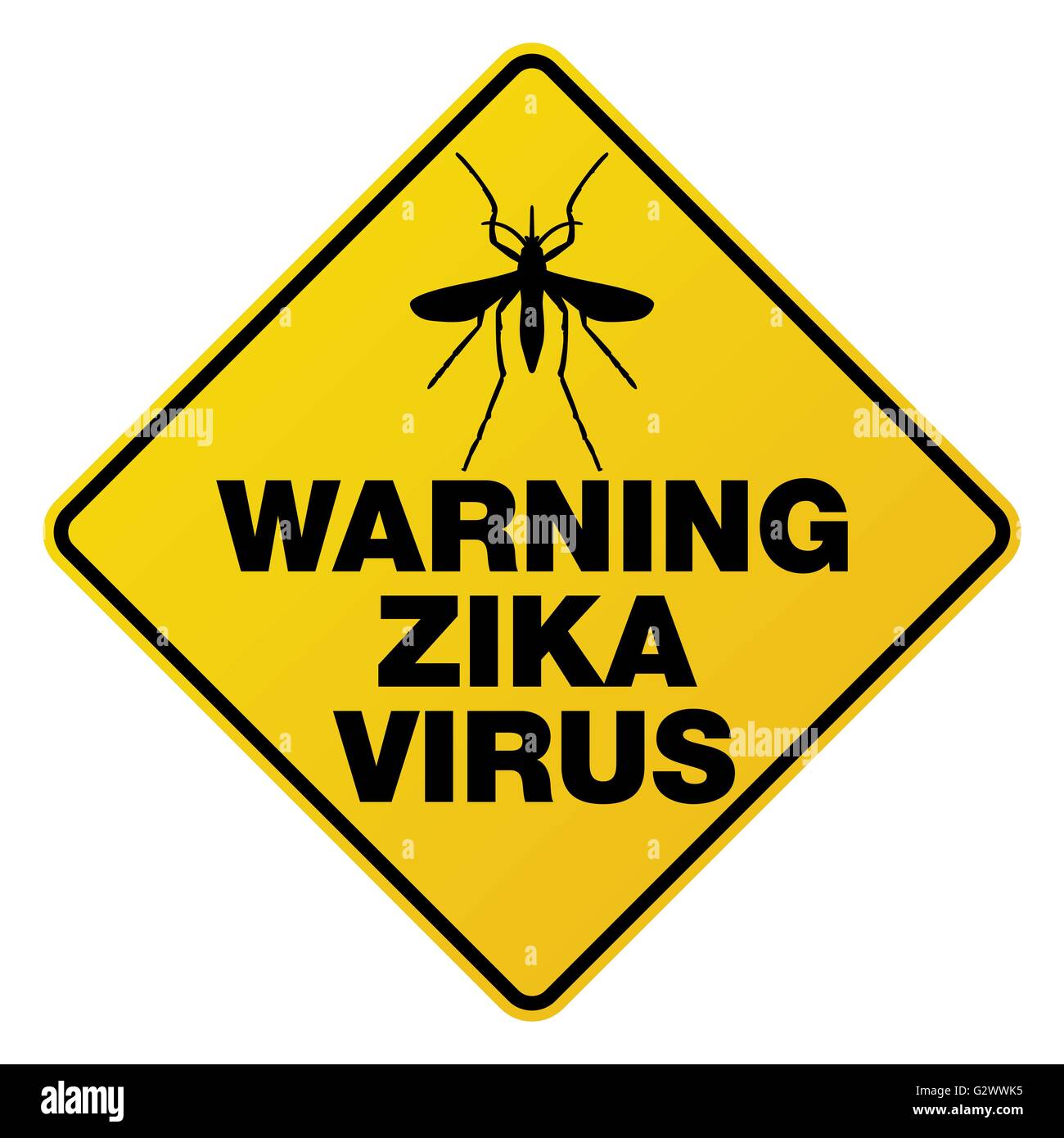 A yellow street sign warning about the Zika Virus and mosquitoes ...