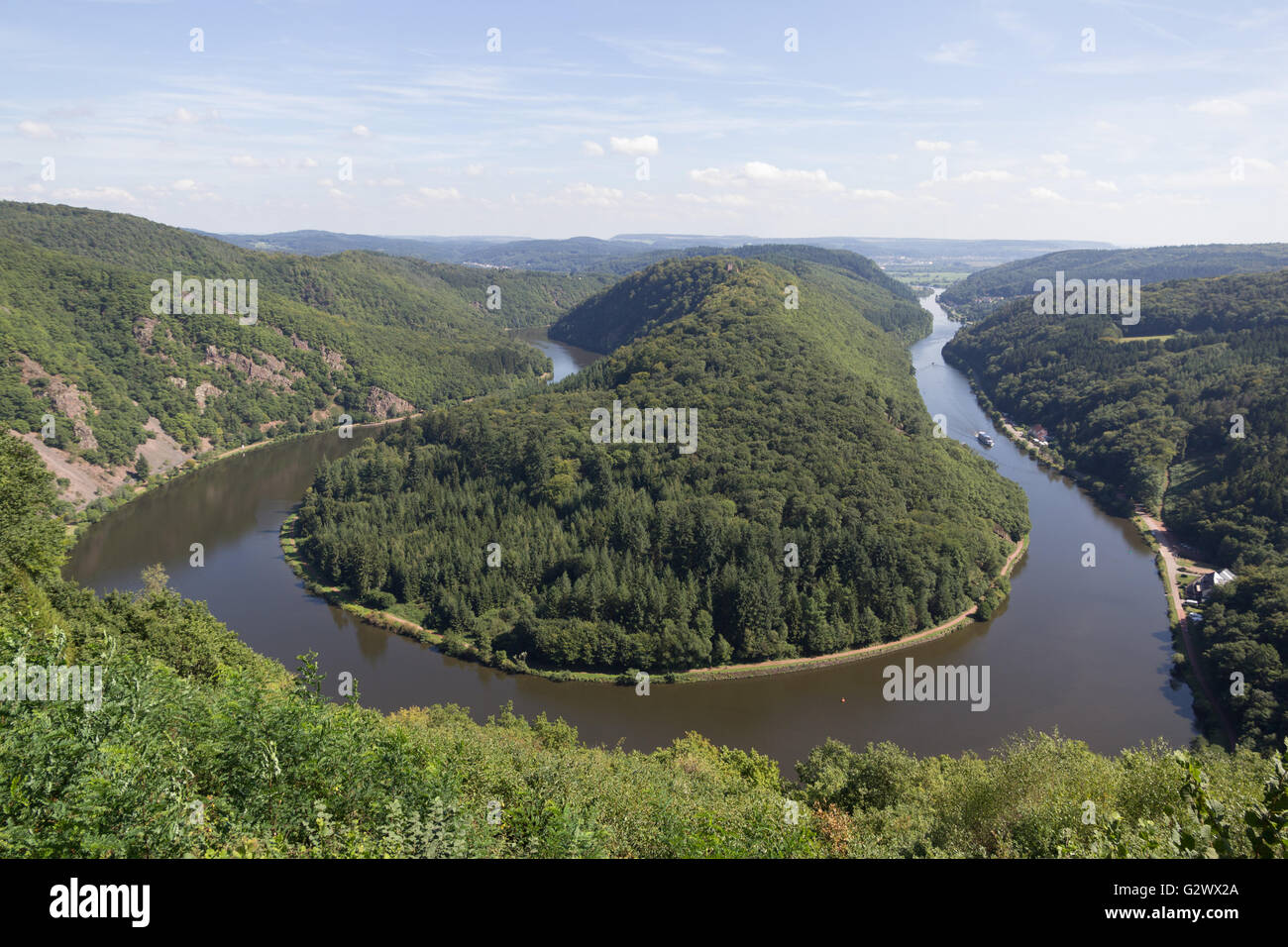Saarschleife - The Saar river curving near Mettlach, Germany Stock ...