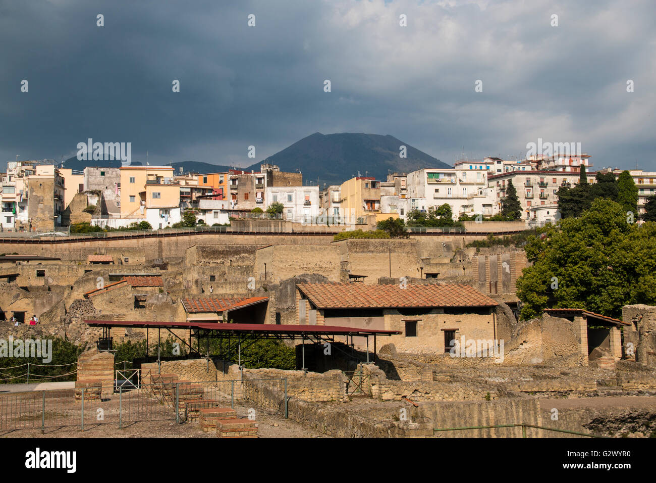 The ruins of Herculaneum excavation in Ercolaono near Naples, Italy ...
