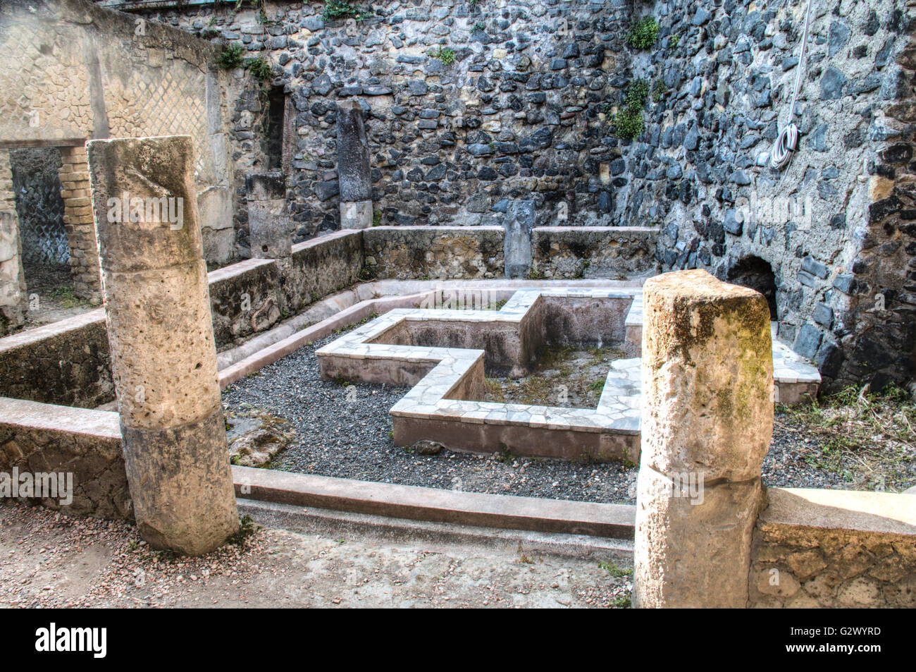 The ruins of Herculaneum excavation in Ercolaono near Naples, Italy ...