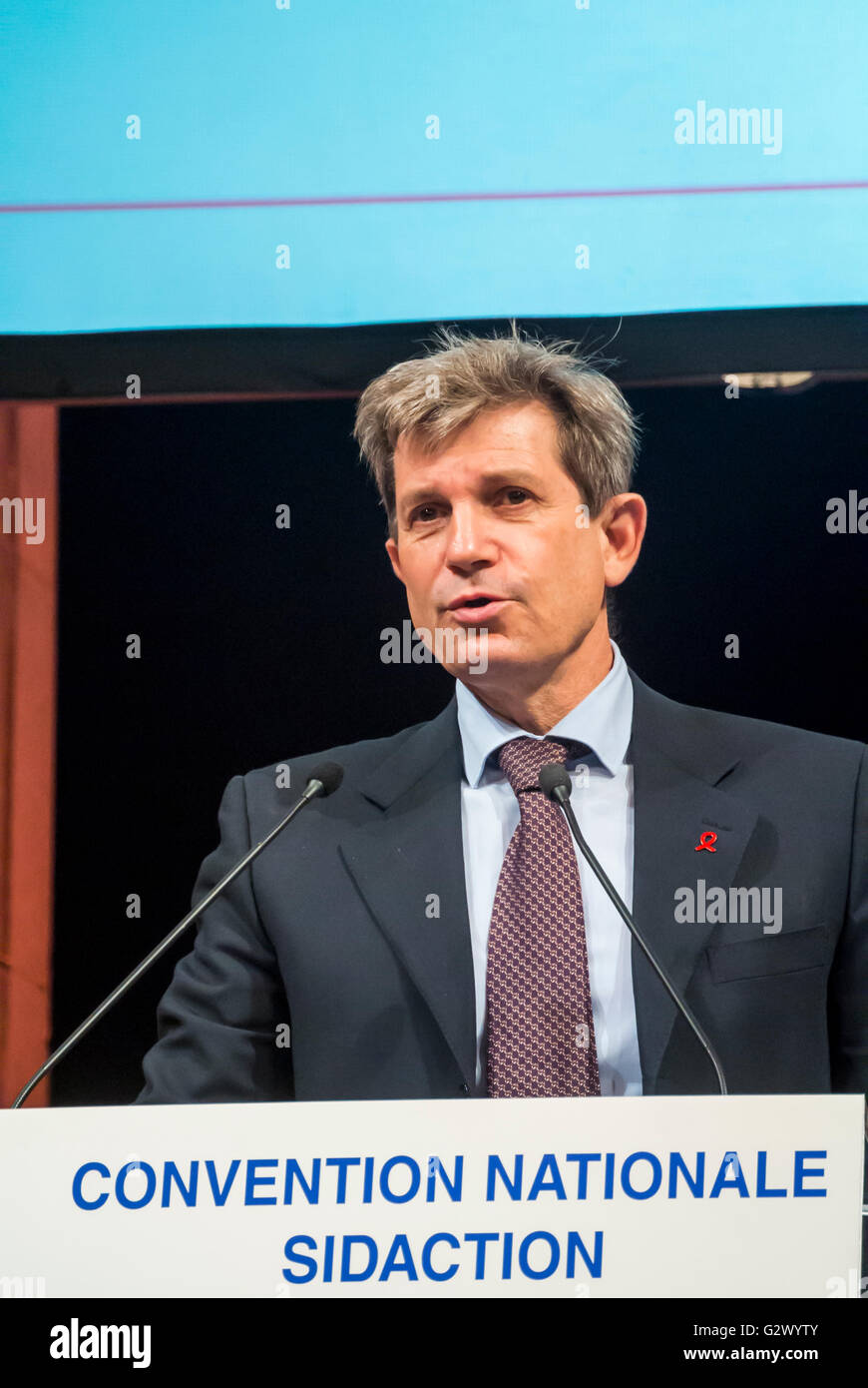 Politician giving speech aids hiv france national aids convention hi ...