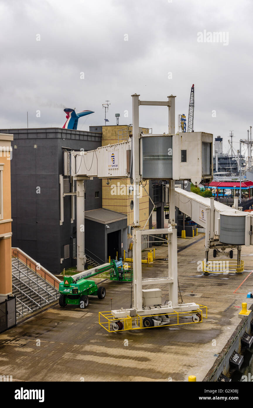 Ship way enclosed ramps for loading passengers on cruise ships. Tampa ...