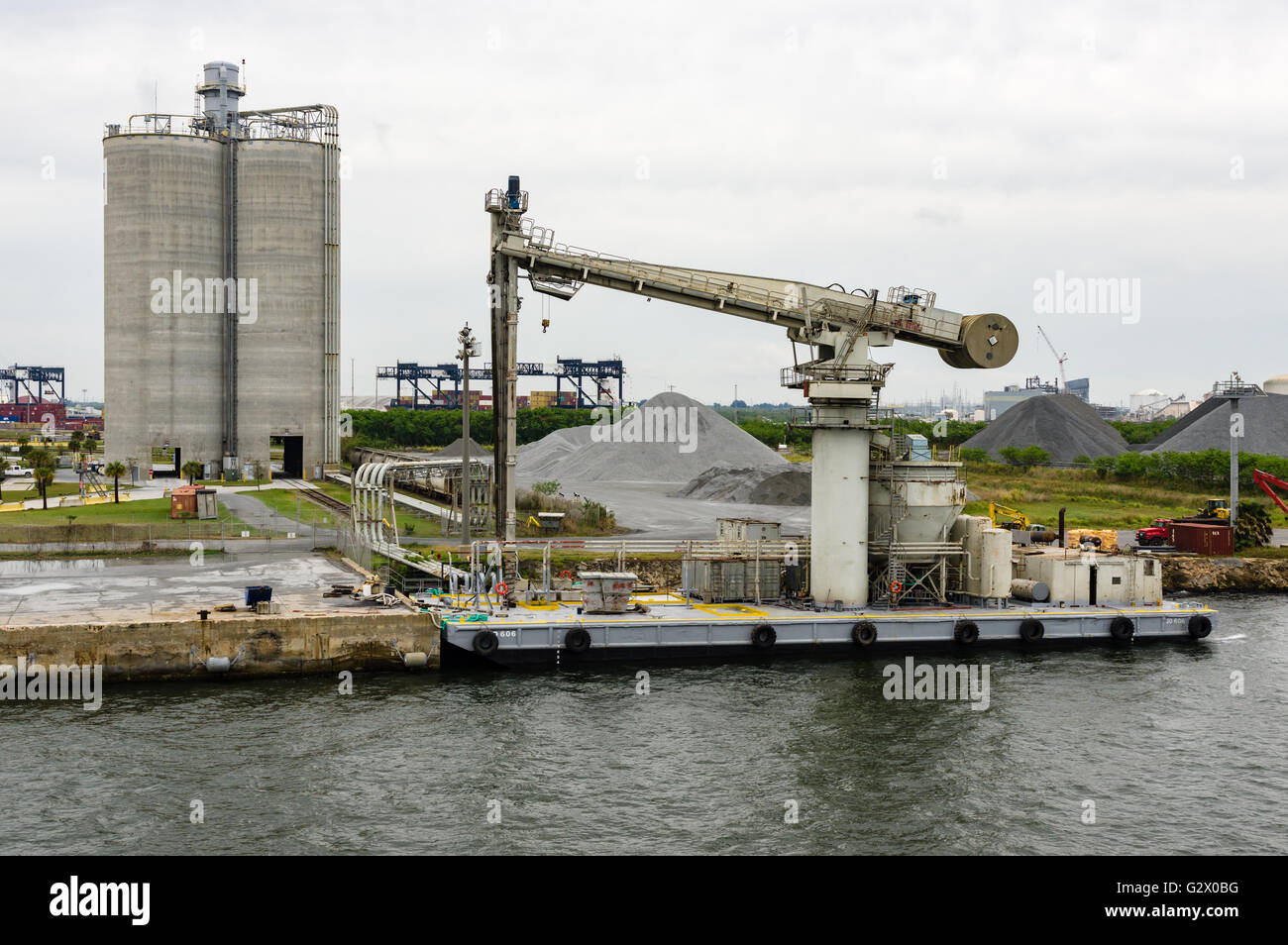 Storage silos and bulk loading facility at Port of Tampa Bay. Tampa ...