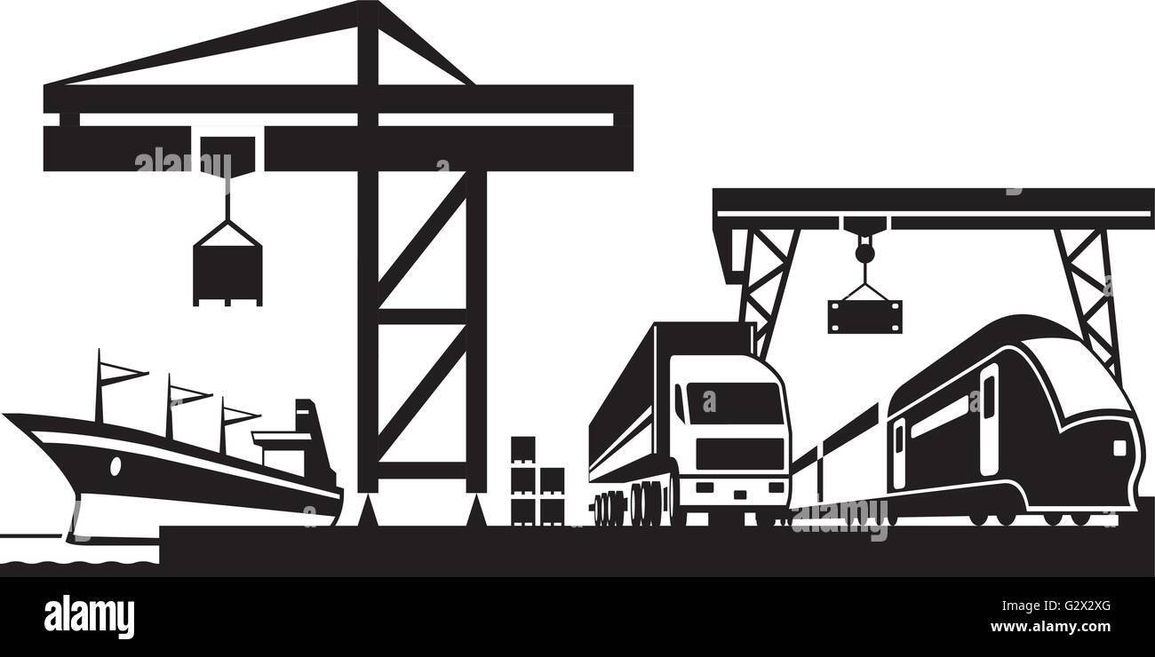 Cargo terminal scene - vector illustration Stock Vector Image & Art - Alamy
