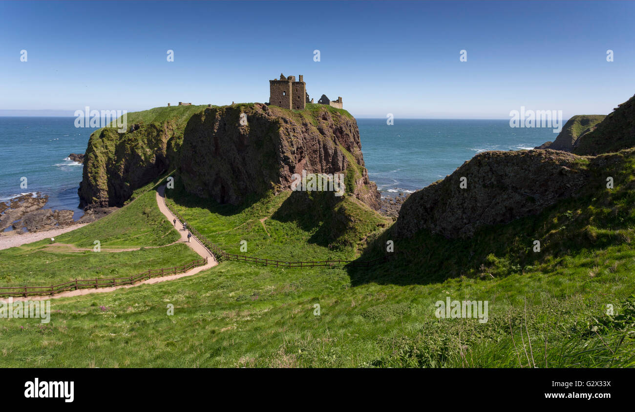 Dunnottar Castle near Aberdeen in North East Scotland is a ruined cliff ...