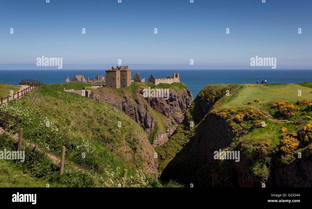 Dunnottar Castle near Aberdeen in North East Scotland is a ruined cliff ...
