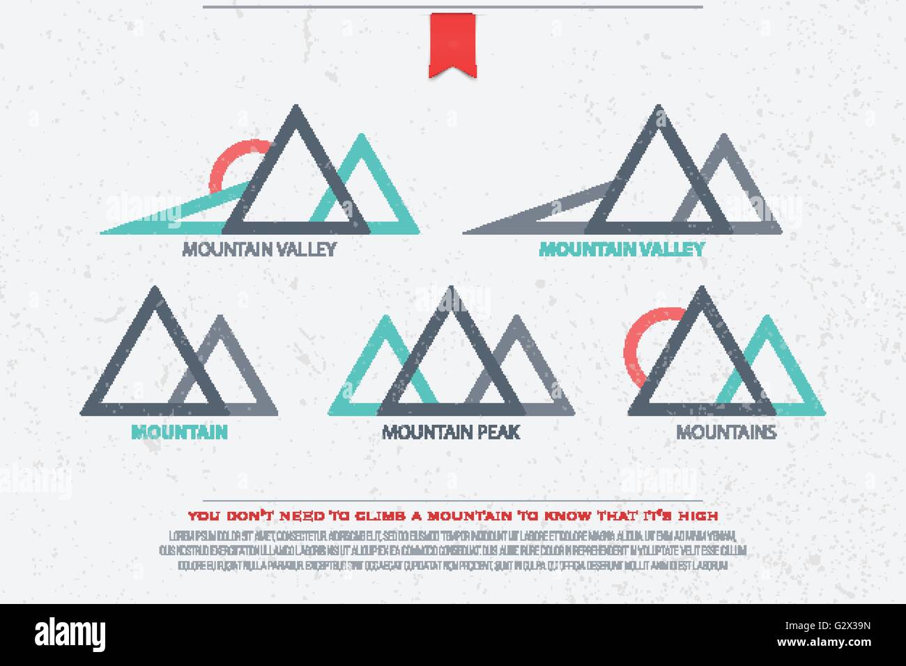set of abstract high mountains vector icons. travel and rock climbing ...