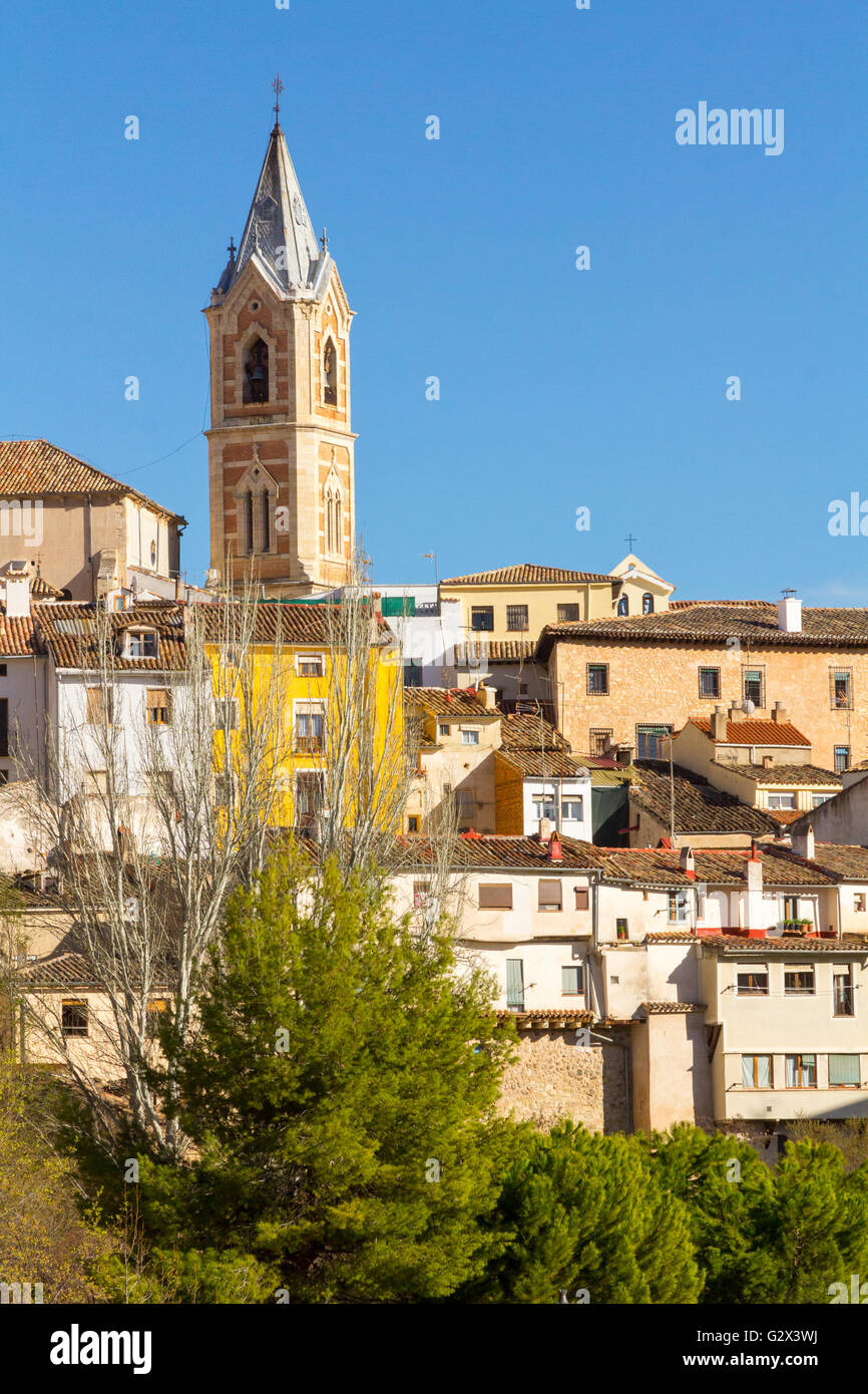 Typical streets and buildings of the famous city of Cuenca, Spain Stock ...
