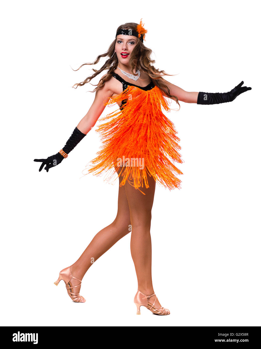 Disco dancer showing some movements against isolated white Stock Photo ...