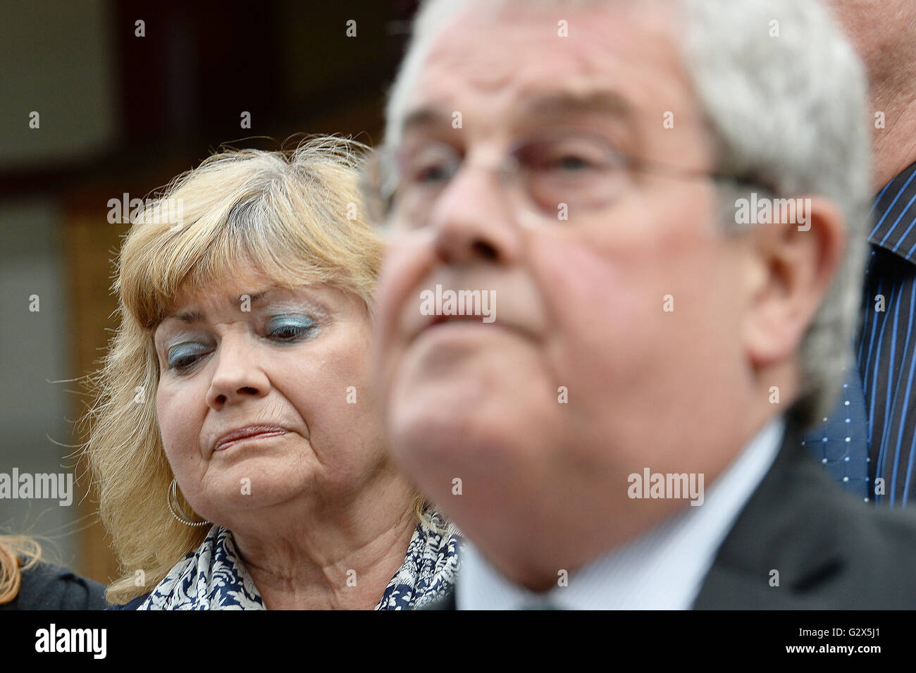 Doreen (left) and Des James outside Woking Coroner's Court in Surrey ...