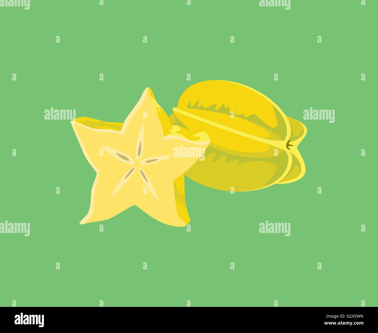 star fruit single isolated with green background vector graphic Stock ...