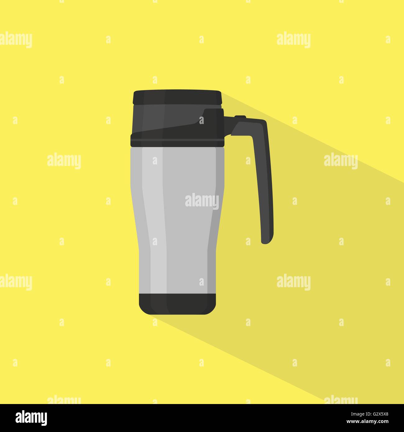 metal glass to store warm water single isolated object and flat style ...