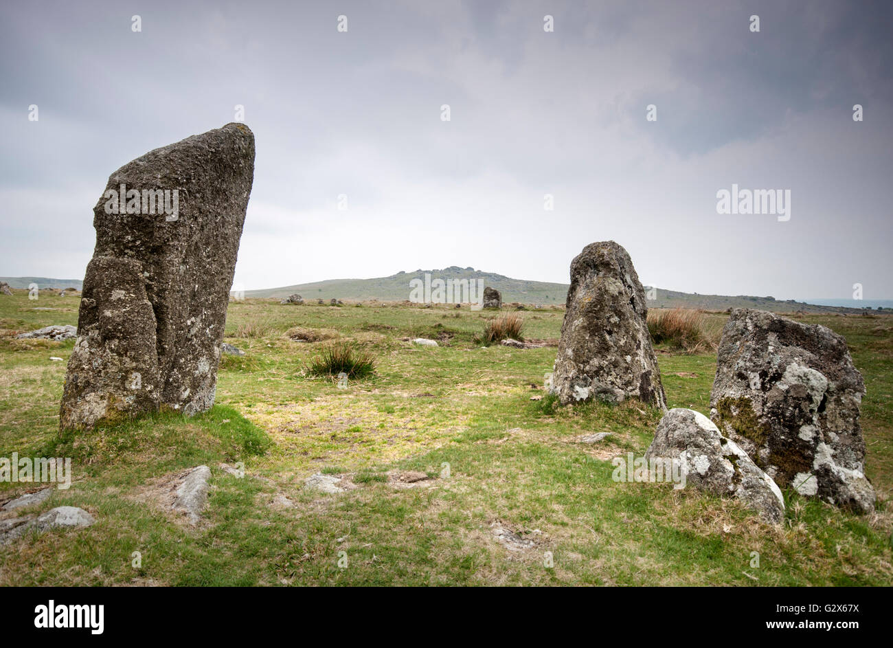 The Merrivale Bronze Age stone rows on Dartmoor, Devon, England, UK ...