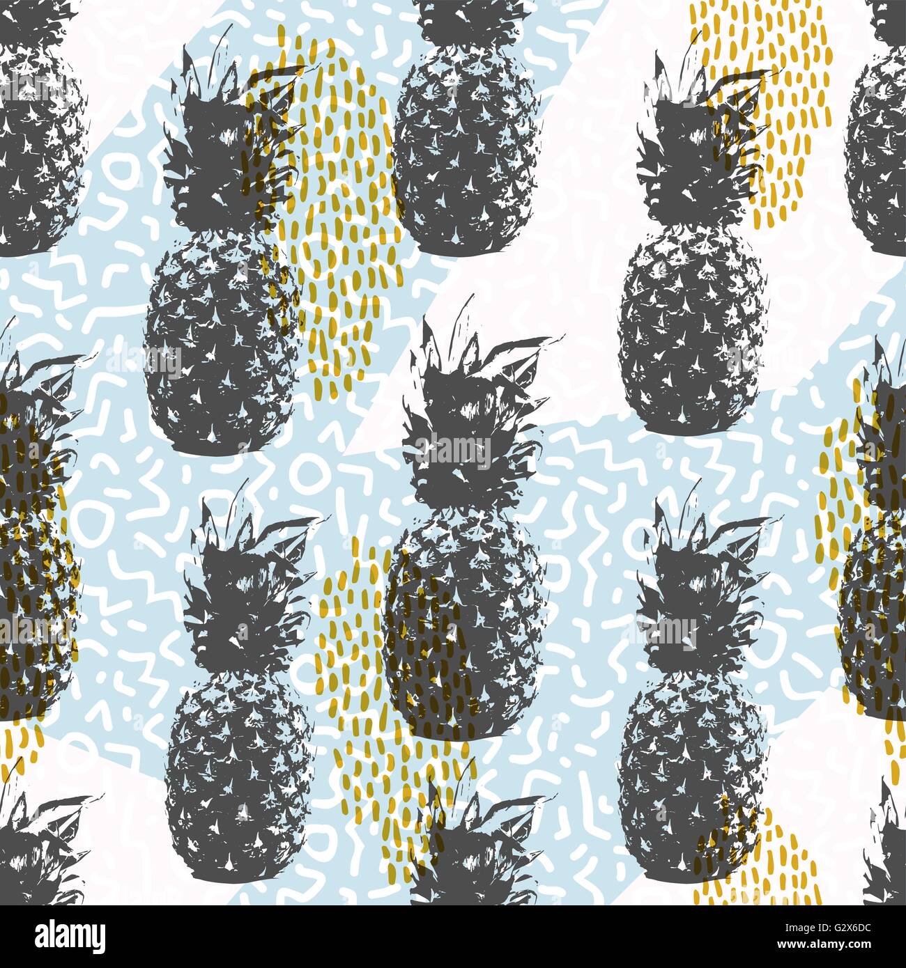 Retro 80s summer seamless pattern, memphis style shapes background in ...