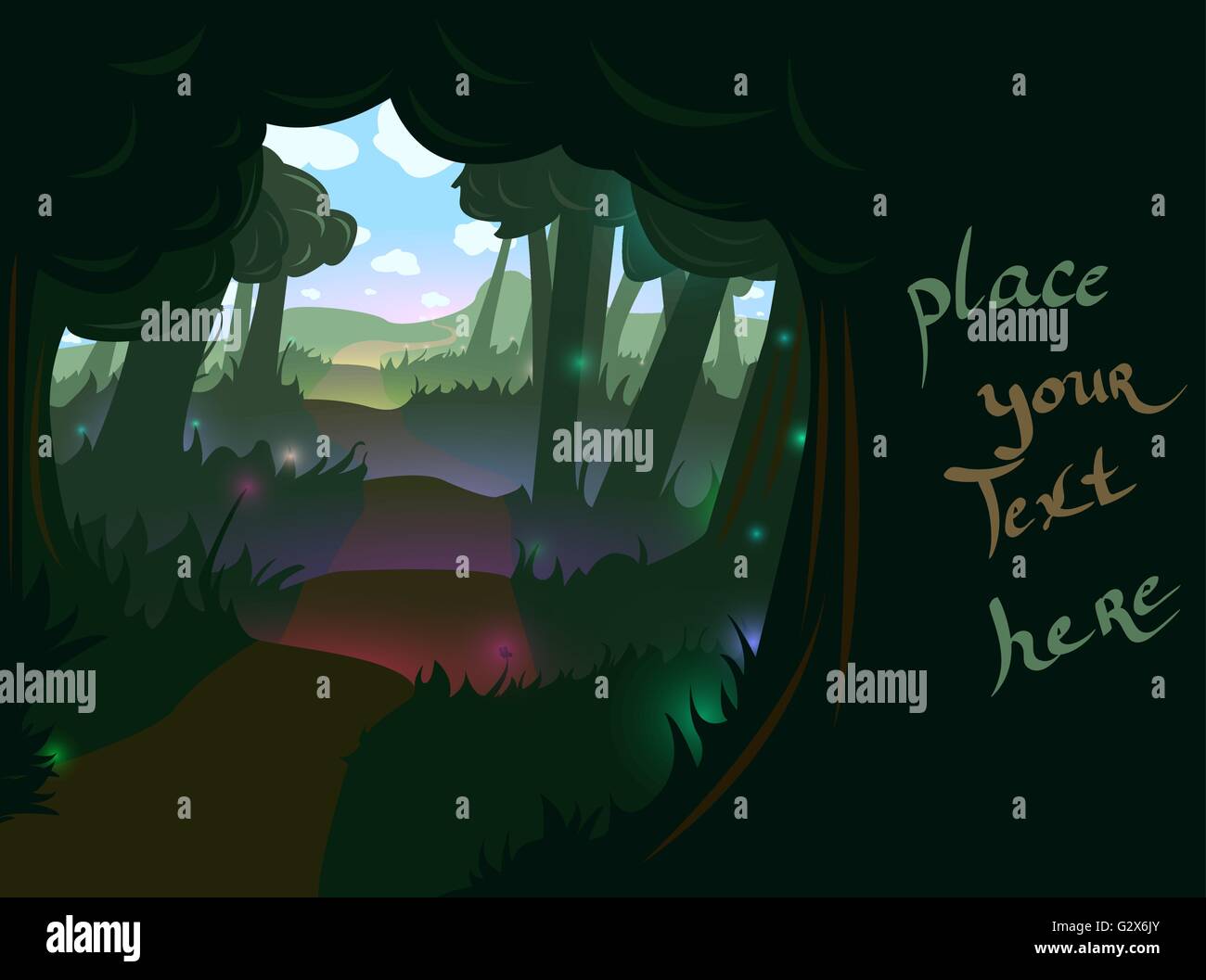 Forest sunbeam green Stock Vector Images - Alamy