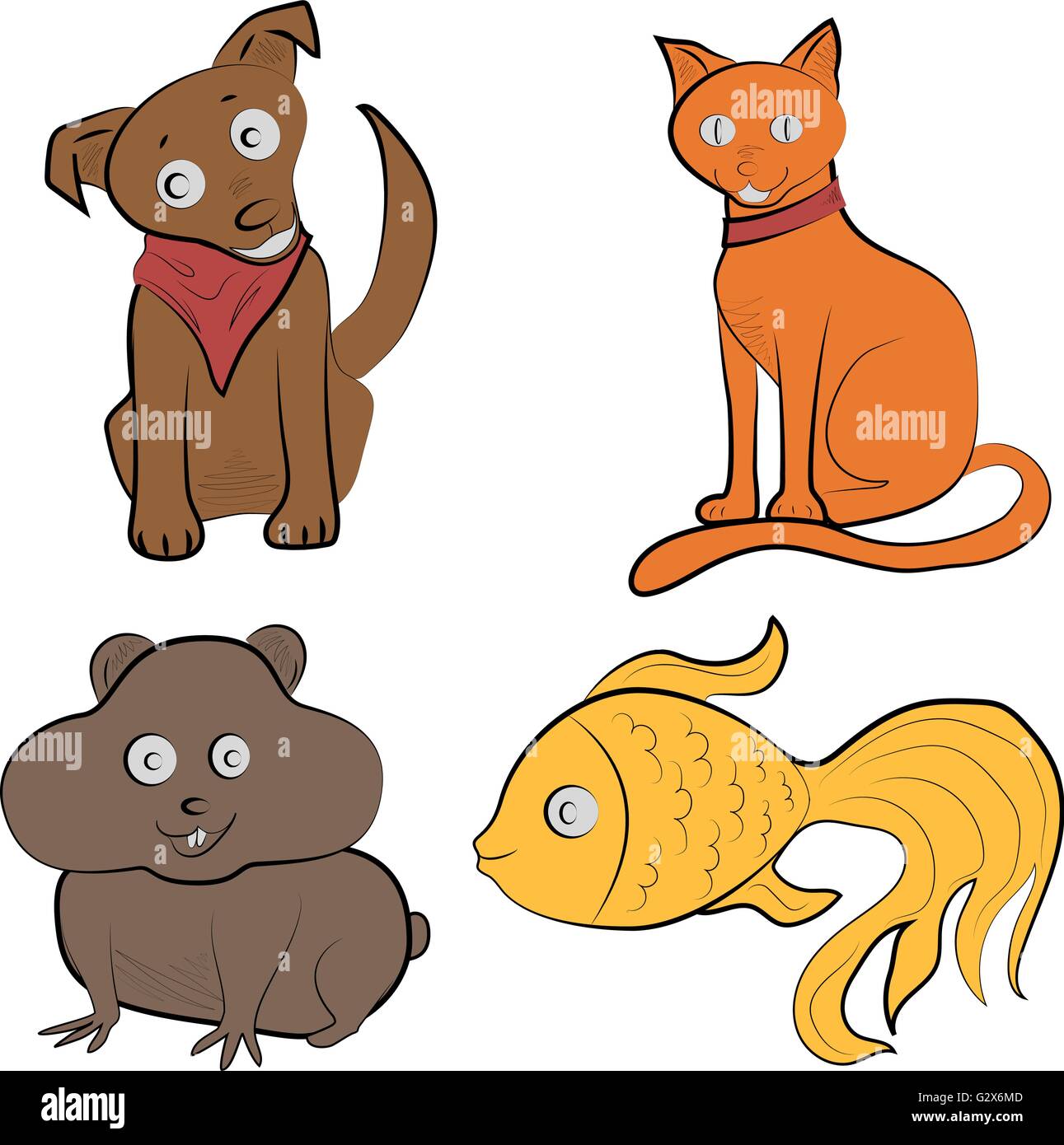 Cute cat dog fish Stock Vector Images - Alamy