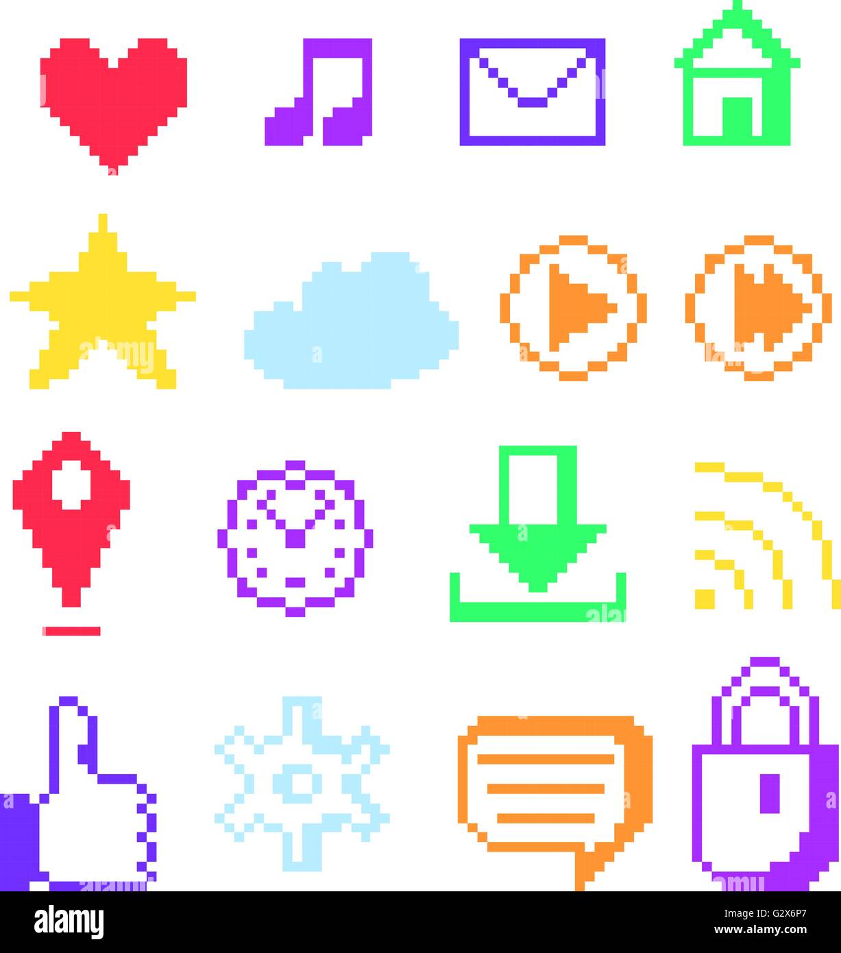 Pixel icons for social networks Stock Vector Image & Art - Alamy