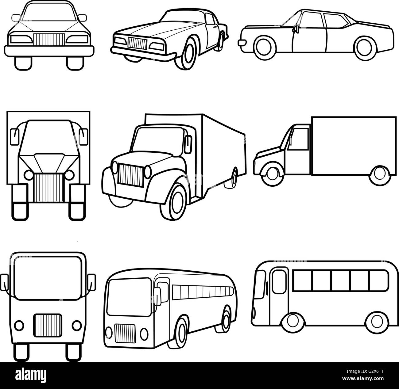 Set icons symbols car, truck, bus Stock Vector Image & Art - Alamy