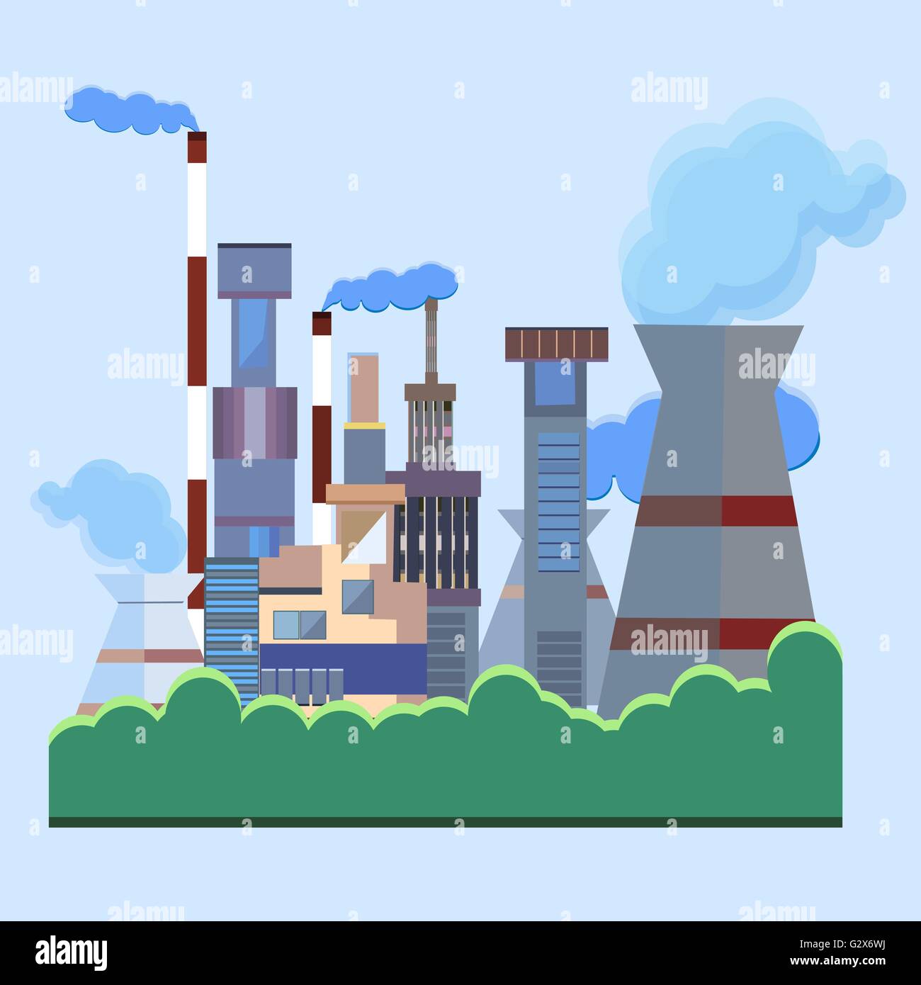Industrial pipes plant chimney smoke Stock Vector Images - Alamy