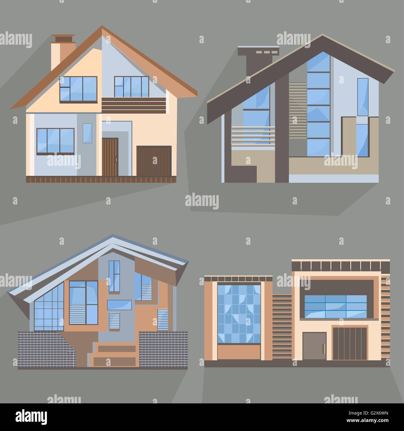 Flat cartoon style illustration of city office buildings Stock Vector ...