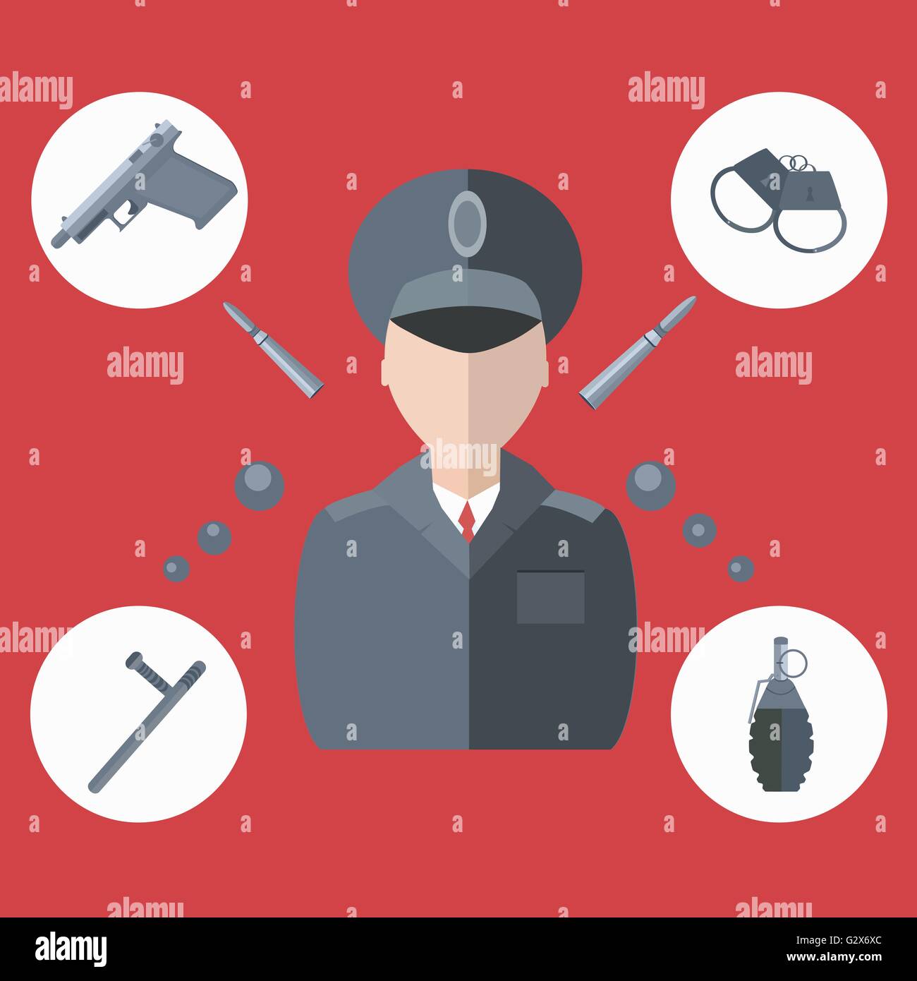 Police baton, gun, handcuffs, grenade Stock Vector Image & Art - Alamy