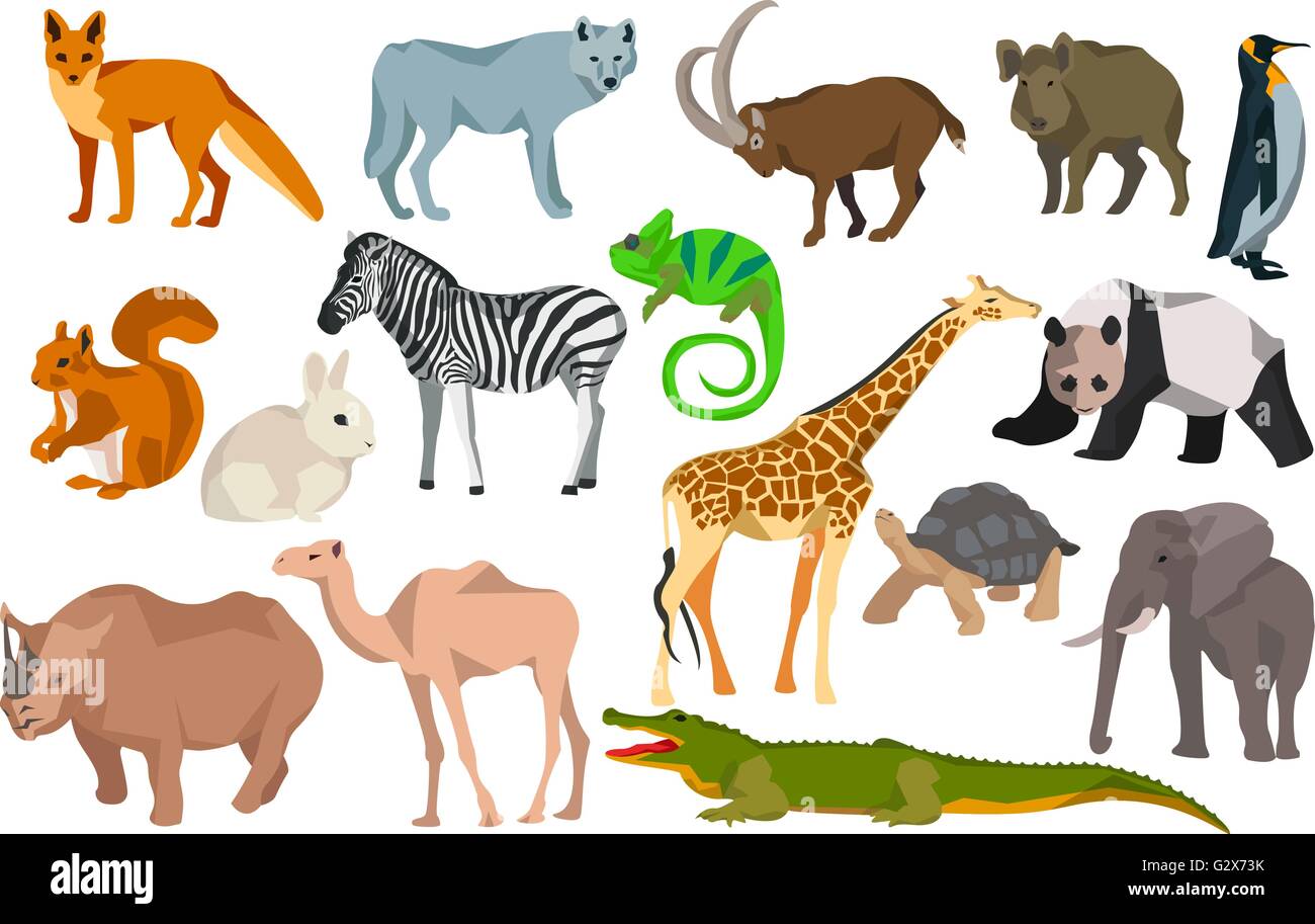 Big set different animals goat, wild boar, panda, rabbit, zebra Stock ...