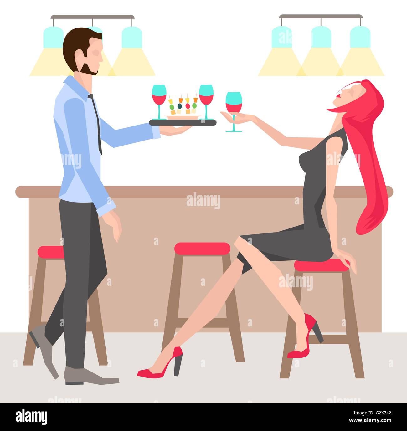 Girl at bar night Stock Vector Images - Alamy