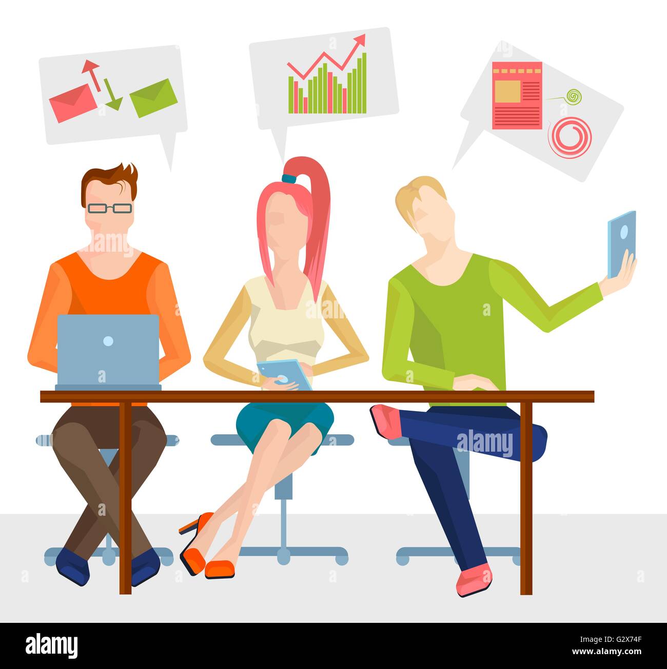Three business people sitting Stock Vector Images - Alamy
