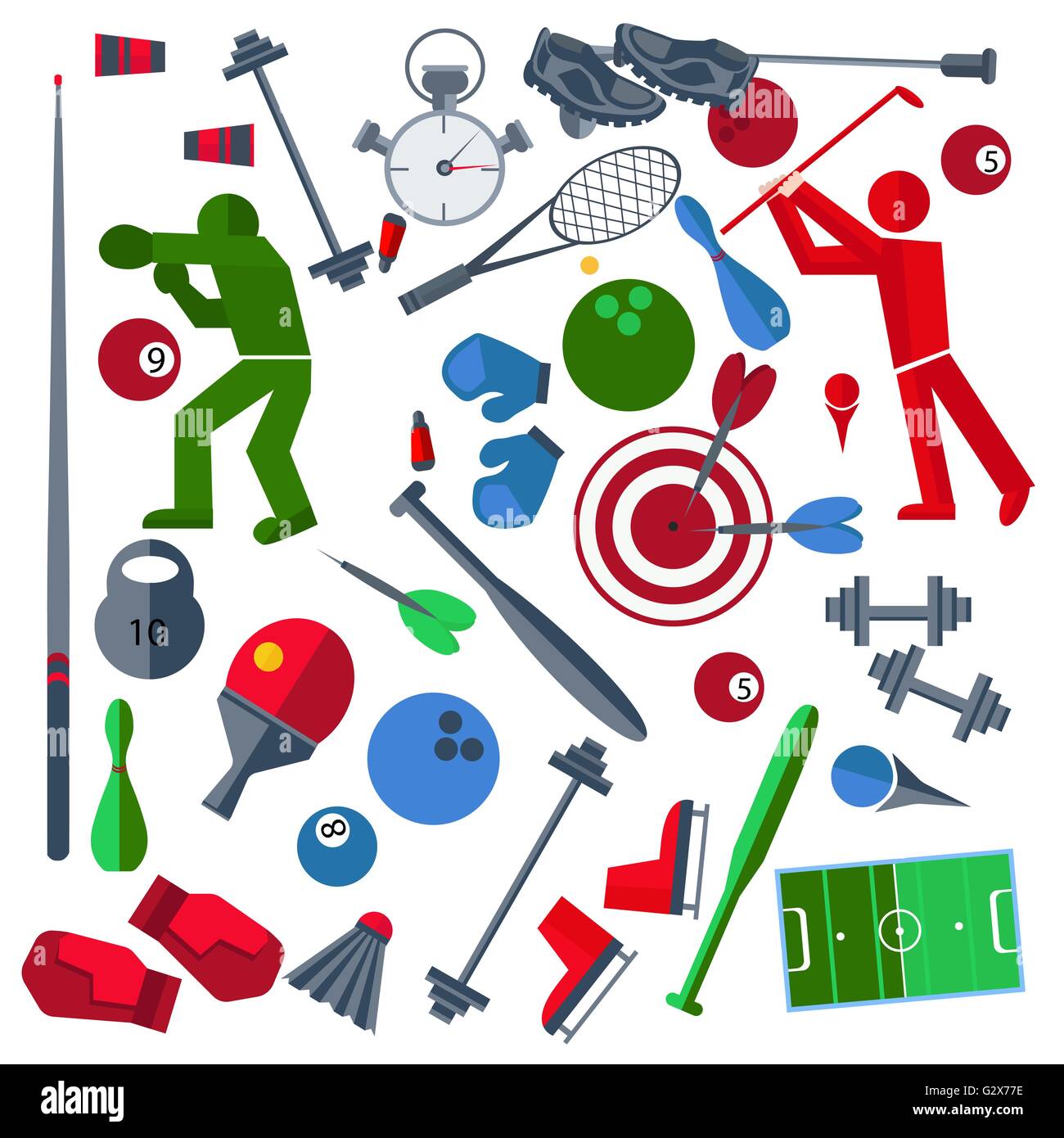 Set athletes, sports goods, balloons Stock Vector Image & Art - Alamy
