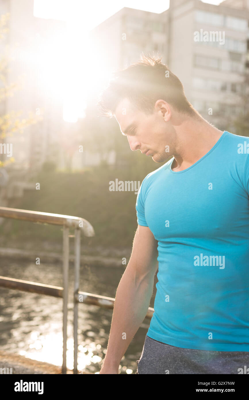 portrait of Recreational ruLifestyle portrait sporty man training in ...