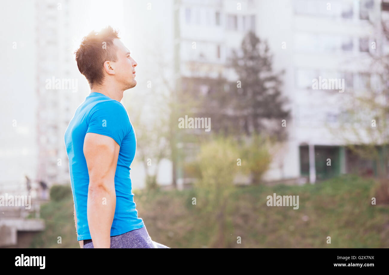 portrait of Recreational ruLifestyle portrait sporty man training in ...