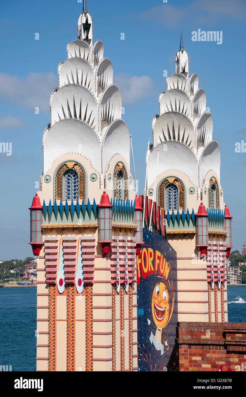 Entrance towers at Luna Park Sydney, Milsons Point, Sydney, New South ...