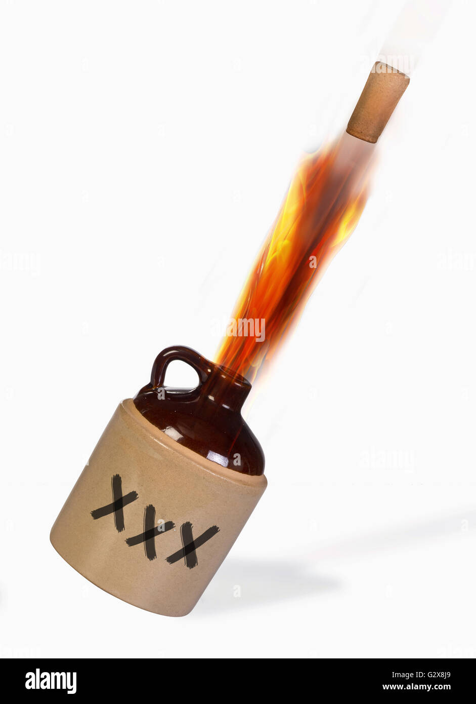 White lighting jug popping cork and exploding Stock Photo - Alamy