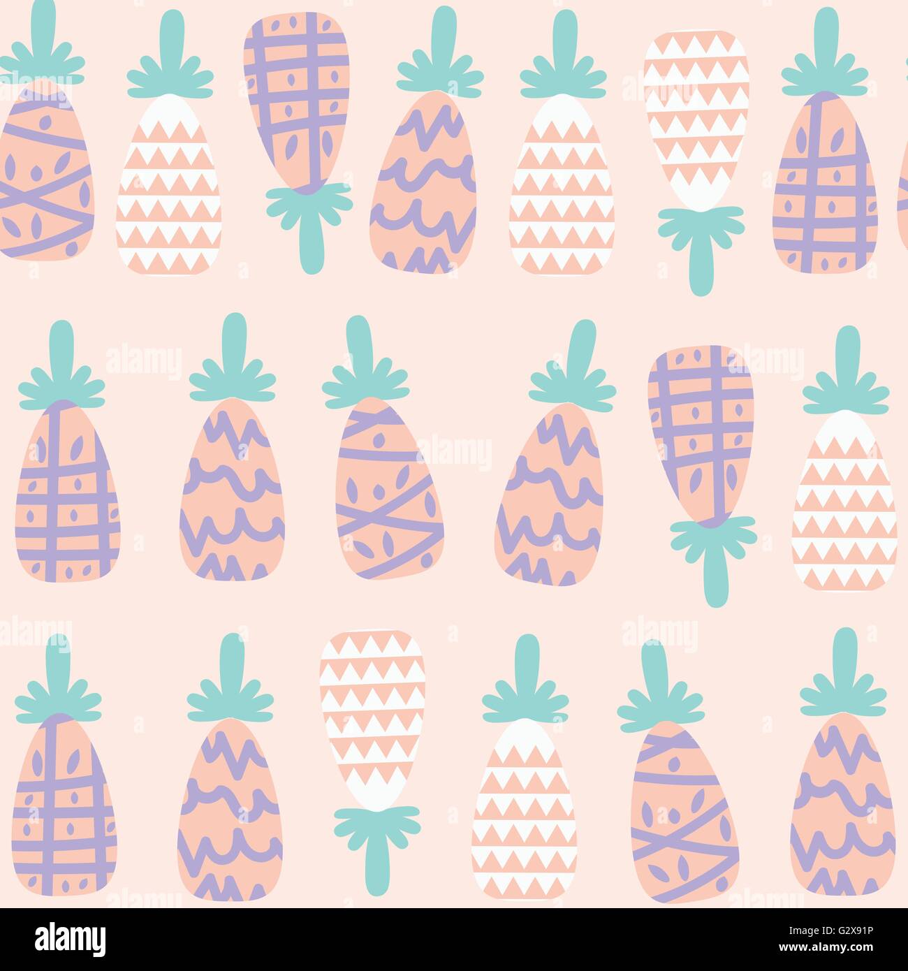 Cute gentle pineapple seamless pattern and seamless pattern in swatch ...