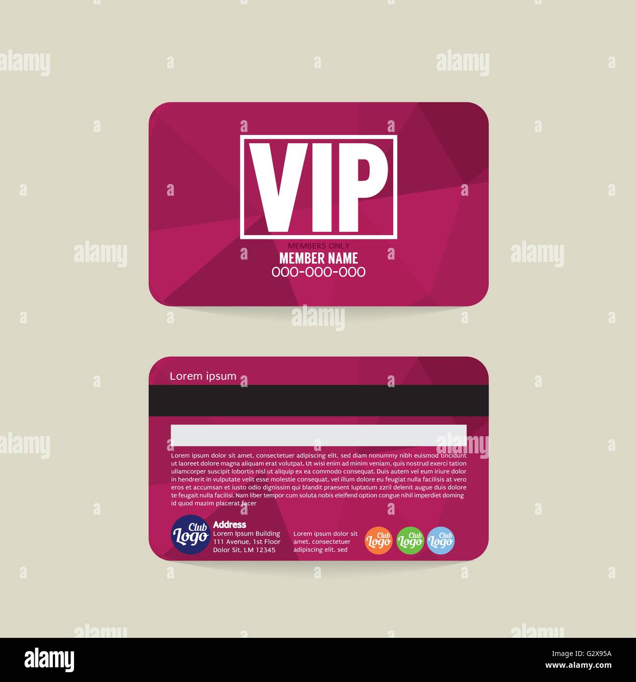 Front And Back VIP Member Card Template Vector Illustration Stock ...